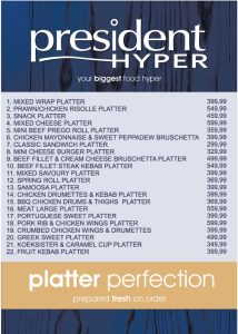 Platter Menu - President Hyper